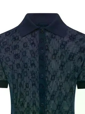 MARINE SERRE Moonogram Mesh Polo Shirt - Blue