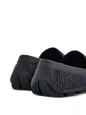 FERRAGAMO Woven Raffia Penny Driver Loafers