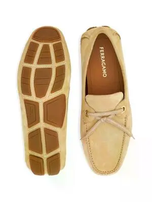 FERRAGAMO Laced Driver Loafers In Suede