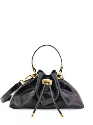 JIMMY CHOO Small Cinch Drawstring Leather Shoulder Bag - Black