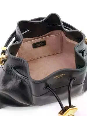 JIMMY CHOO Small Cinch Drawstring Leather Shoulder Bag