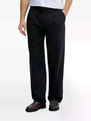 Gant Pleated Straight-leg Trousers - Blue
