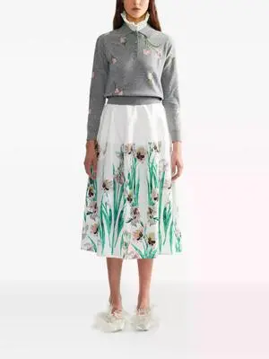 Erdem Floral Intarsia Knit Polo Sweater