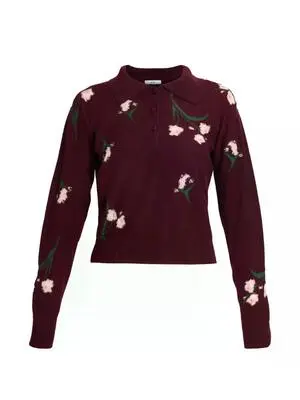 Erdem Floral Knit Polo Shirt - Red