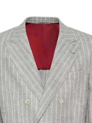 Brunello Cucinelli Striped Double-breasted Blazer - Grey