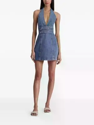 Alice + Olivia Solana Buckle-detail Halterneck Mini Dress - Blue