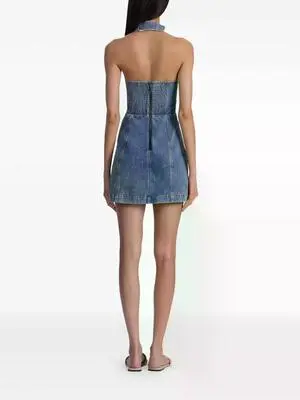 Alice + Olivia Solana Buckle-detail Halterneck Mini Dress - Blue