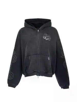 REPRESENT Graphic Print Hooded Sweatshirt - Black