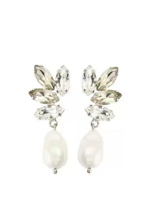 Erdem Crystal Embellishment Pearl Drop Earrings - Silver