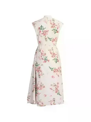 Erdem Petal Pink Floral Print Draped Dress - Neutrals