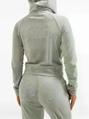 Juicy Couture Diamanté Velour Hoodie - Grey