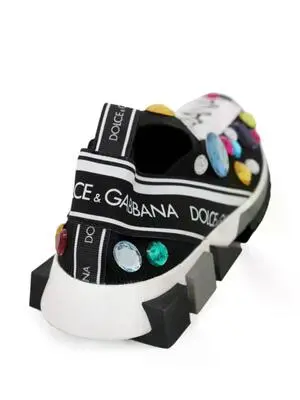 Dolce & Gabbana Portofino Crystal-embellished Sneakers - Black