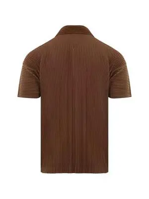 Issey Miyake Pleated-design Polo-collar T-shirt