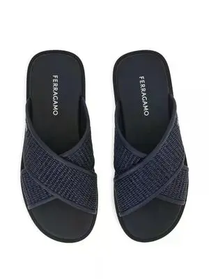 FERRAGAMO Gancini Ornament Raffia Sandals