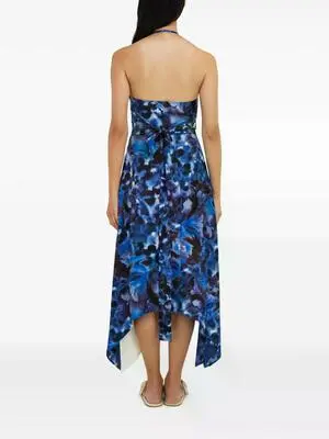 FERRAGAMO Printed Silk Halter Neck Wrap Dress