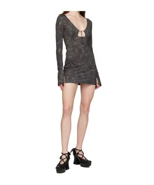 16Arlington Printed Long Sleeve V-neck Mini Dress