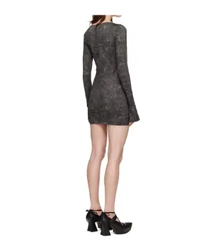 16Arlington Printed Long Sleeve V-neck Mini Dress