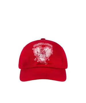 We11Done Washed Printed Cap - Red