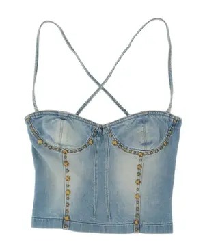 Blumarine Stud-embellished Denim Corset Top