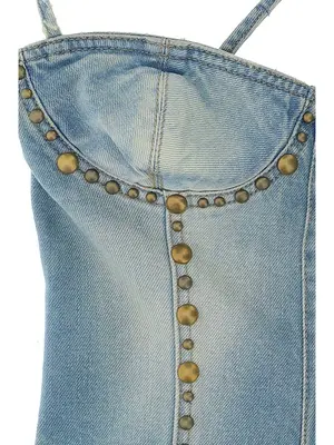 Blumarine Stud-embellished Denim Corset Top