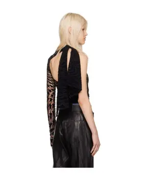 MUGLER Asymmetric Star-print Bodysuit
