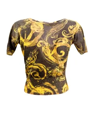 Versace Barocco Print Mock Neck Knit Top