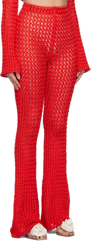 Moschino Crocheted Casual Pants - Red