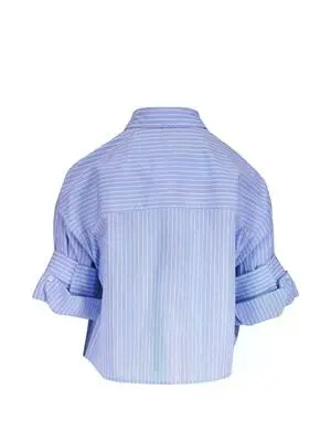 TWP Vertical Stripe Cropped Shirt