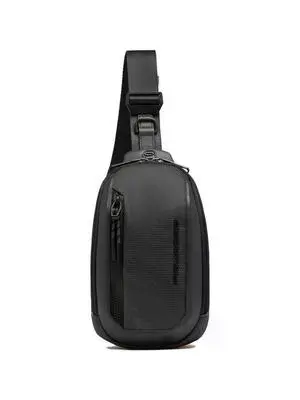 PIQUADRO Leather Trimmed Messenger Bag - Black