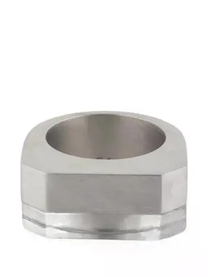 Rick Owens Crystal Embellished Brass Ring - Silver