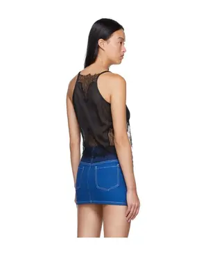 DION LEE Black Chantilly Mesh Tank Top