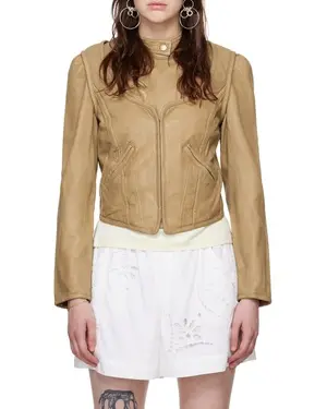 Isabel Marant Étoile Alexandra Leather Jacket - Nude