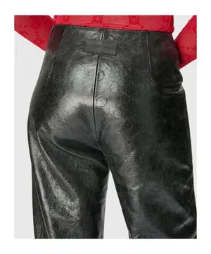 MARINE SERRE Glossy Moon Leather Straight Trousers