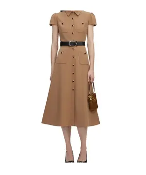 SELF-PORTRAIT Belted Button-down Midi Dress