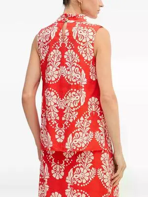 Lola Casademunt Sleeveless High Neck Printed Blouse - Red