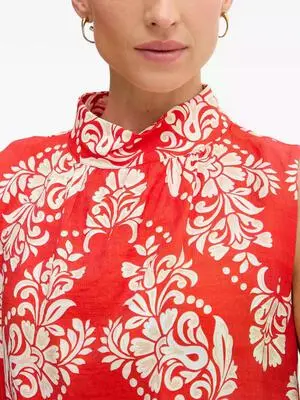 Lola Casademunt Sleeveless High Neck Printed Blouse - Red