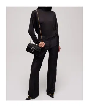 Gucci Extra Fine Knit Silk Turtleneck Long Sleeve Top