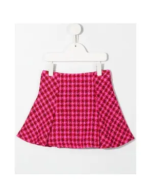 Versace Houndstooth Tweed Skirt With Medusa Buttons