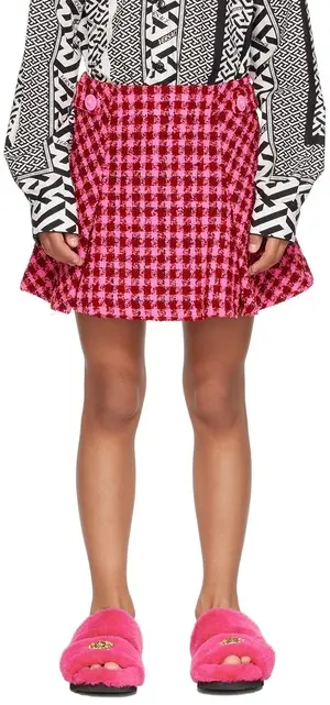 Versace Houndstooth Tweed Skirt With Medusa Buttons