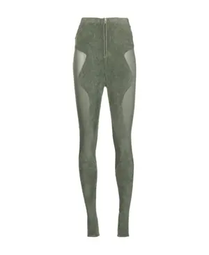 DION LEE Inlaid Knitted Slim-fitting Casual Pants - Green