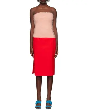 Rabanne Virgin Wool Two-tone Midi Dress