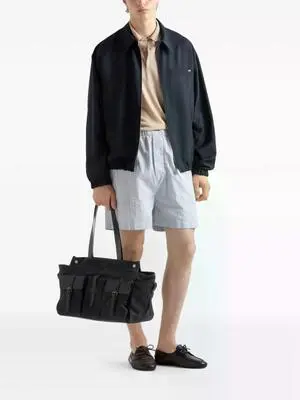 Prada Route Canvas And Leather Tote Bag