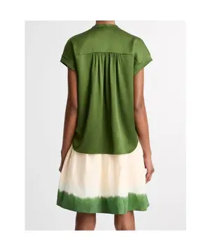 Vince Silk Gathered Cap-sleeve Blouse