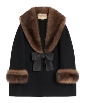 Valentino Garavani Draped Shearling Trimmed Coat