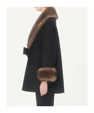 Valentino Garavani Draped Shearling Trimmed Coat