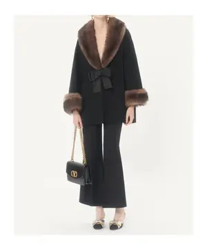 Valentino Garavani Draped Shearling Trimmed Coat