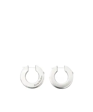 Acne Studios Engraved Logo Hoop Earrings - Silver