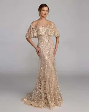 MAC DUGGAL COLLECTION Embellished Cape Sleeve Gown