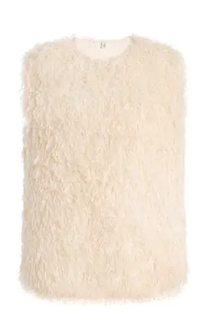 TOTEME Feathered-finish Sleeveless Top - Neutral
