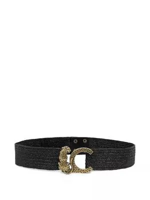 LOLA CASADEMUNT Woven Leopard Motif Buckle Belt